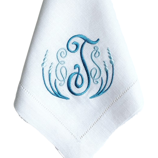 Signature Monogrammed White Linen Napkins- 80 Monogram Styles - Bella ...