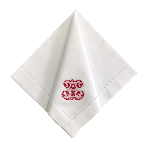 Valentine Pink Monogrammed Linen Napkins - Bella Lino Linens