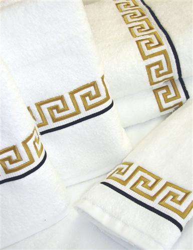 Athens Greek Key Embroidered Bath Towel Sets - Bella Lino Linens