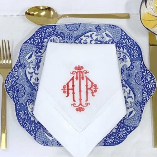 Signature Monogrammed Table Linens-Monogrammed Napkins - Bella Lino Linens