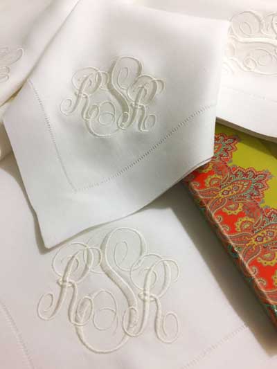 Celia Signature Monogram Linen Napkins - Bella Lino Linens
